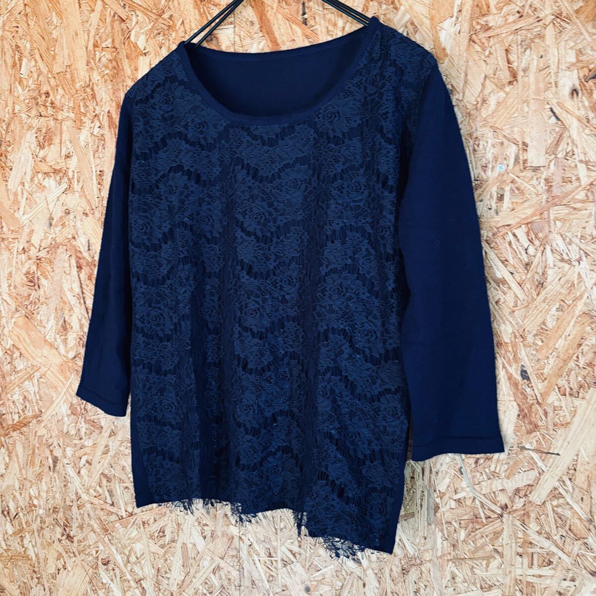 Yahoo!オークション - 美品 CDEC 七分袖 カットソー レース ネイビー ...
