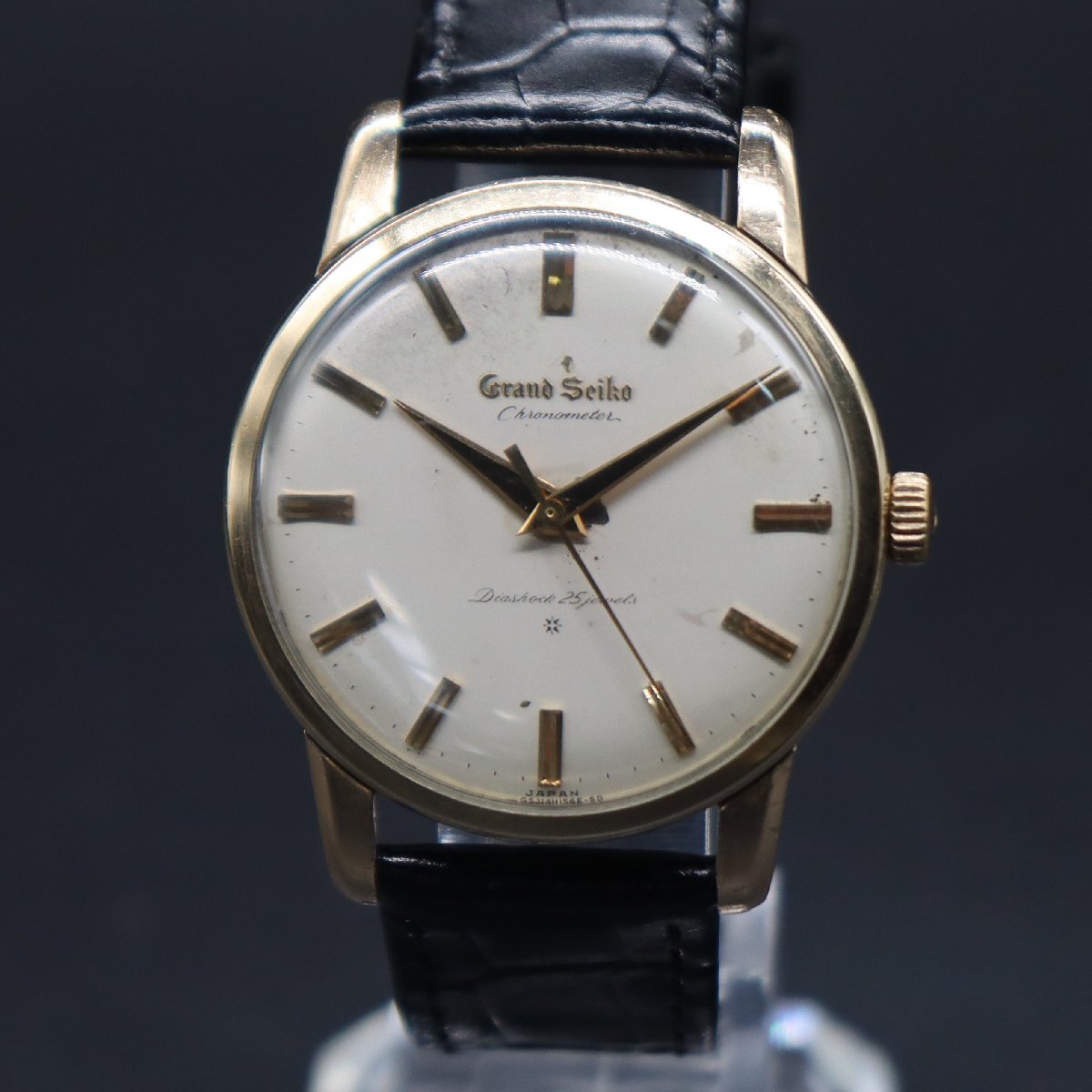 極 初代GS OH済 SEIKO グランドセイコー ファースト 機械遺産Cal.3180 手巻 J14070 獅子メダル 25石 1963年 浮きロゴ SD文字盤 メンズ(グランドセイコー ...