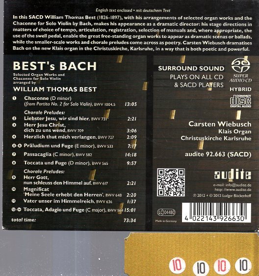 Yahoo!オークション - SACD J.S. バッハ オルガン作品集／シャコンヌ（...