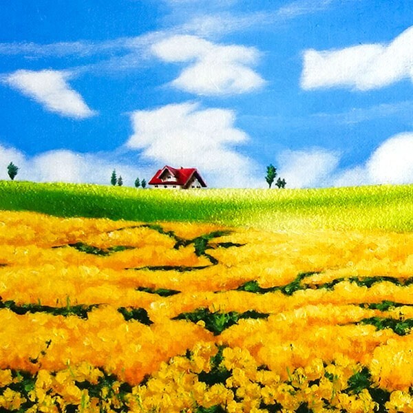 Yahoo!オークション - 油彩画 里中游 「幸せの丘（III)」 WF3号 油絵 ...