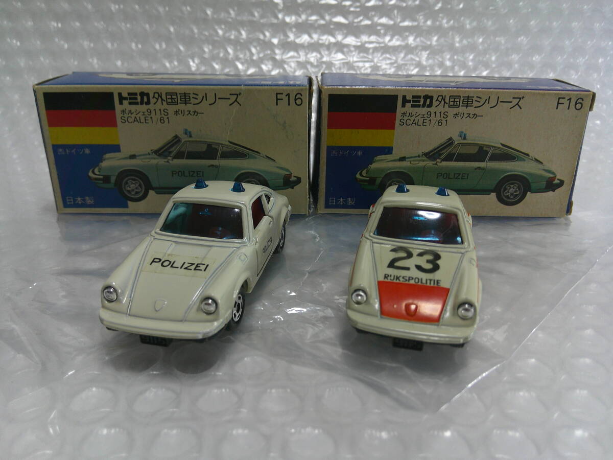 【樂淘letao】日本代購代標第一品牌－絶版青箱トミカ F16-1-1（POLIZEIアイボリー）と7（23POLIZEIアイボリー） ポルシェ911S ポリスカー 2台セット 通常品 日本製 美品
