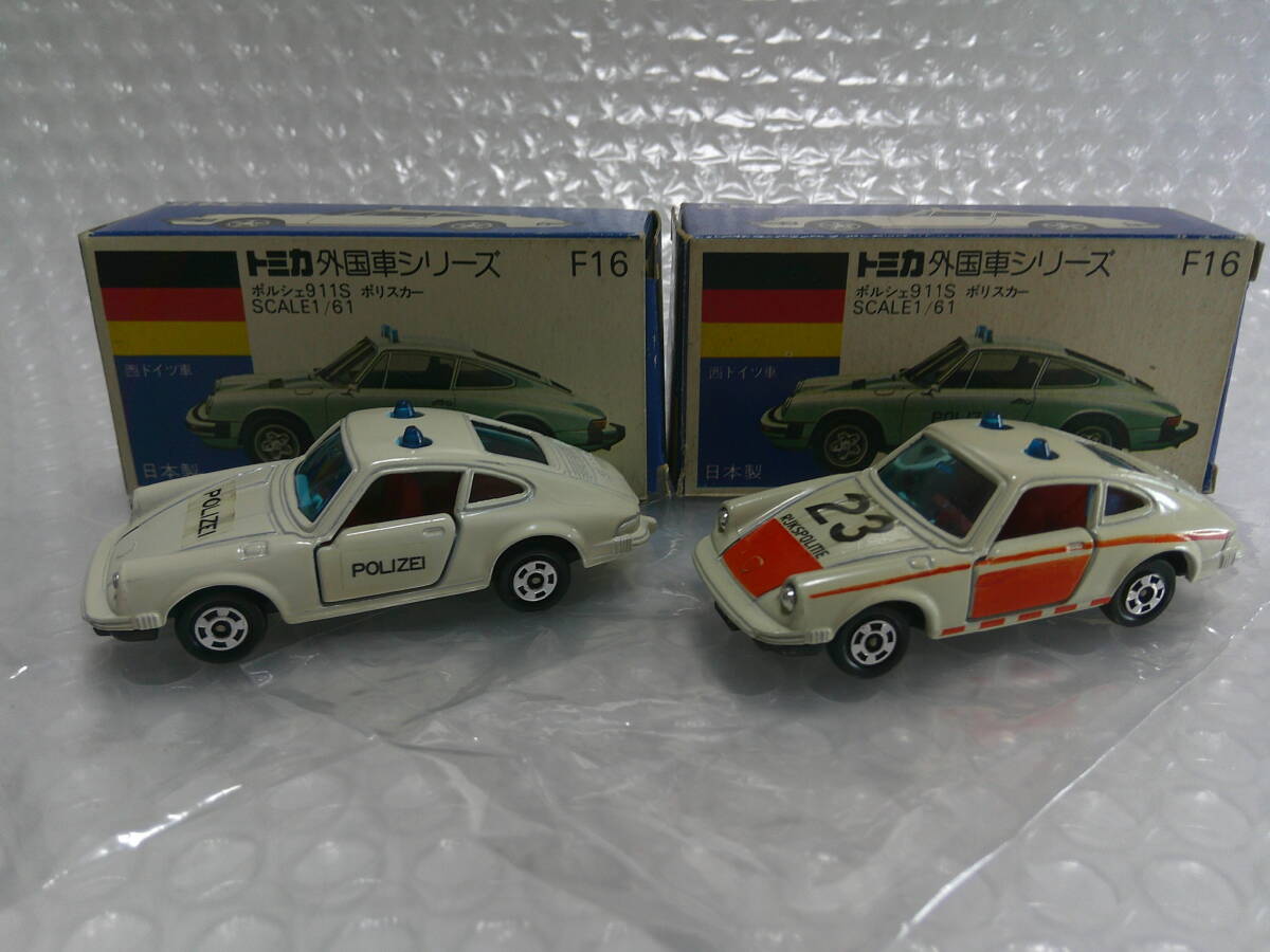【樂淘letao】日本代購代標第一品牌－絶版青箱トミカ F16-1-1（POLIZEIアイボリー）と7（23POLIZEIアイボリー） ポルシェ911S ポリスカー 2台セット 通常品 日本製 美品