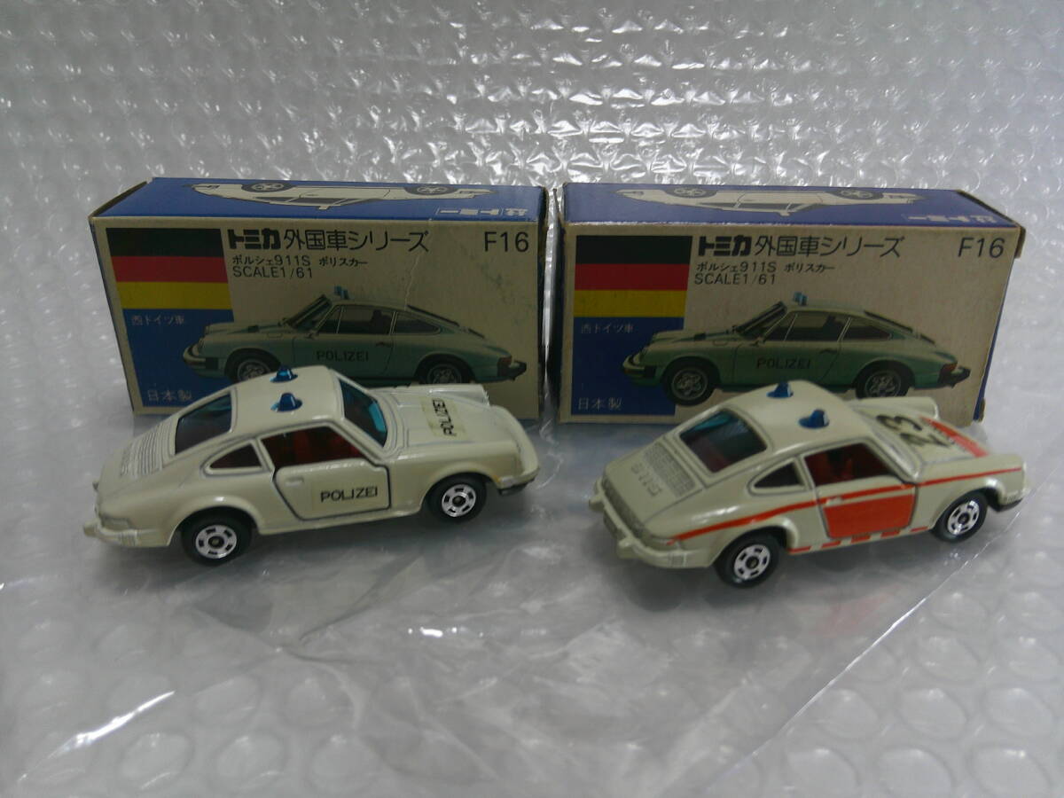 【樂淘letao】日本代購代標第一品牌－絶版青箱トミカ F16-1-1（POLIZEIアイボリー）と7（23POLIZEIアイボリー） ポルシェ911S ポリスカー 2台セット 通常品 日本製 美品