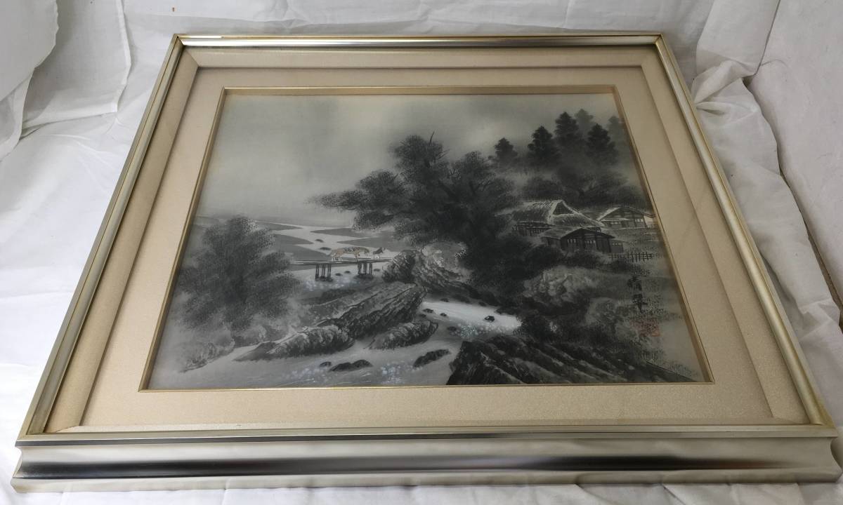 堀江晴翠 「水墨山水」 水墨画 風景画 日本画 額装 item details 堀江晴翠 「水墨山水」 水墨画 風景画 日本画 額装 item details