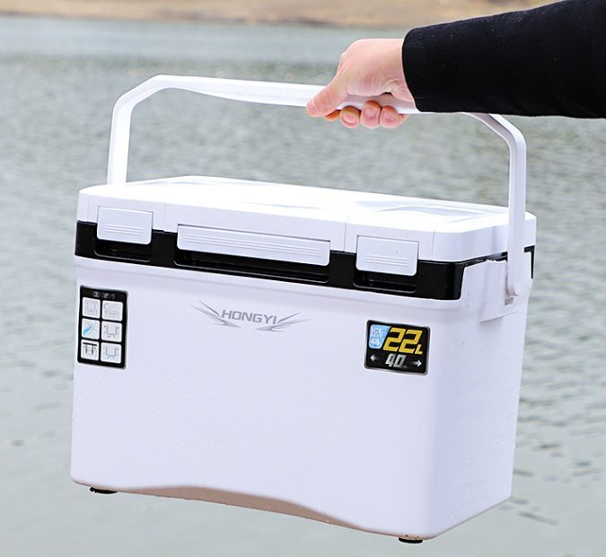 釣り用 クーラーボックス 小型22L ふた両開き 座れる頑丈ボディ 防水 保温保冷 ハンドル/肩ベルト付き 保冷力24-48h ホワイト(新品)のオークション落札情報
