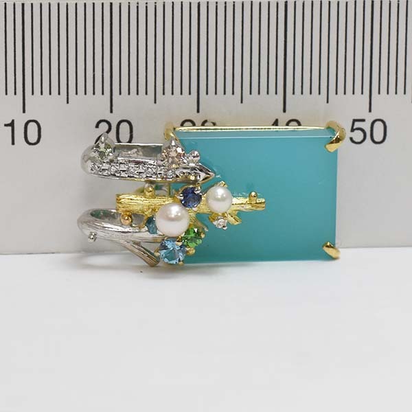 Yahoo!オークション - 《SALE》福原佐智 ブルーカルセドニー 13.75ct ...