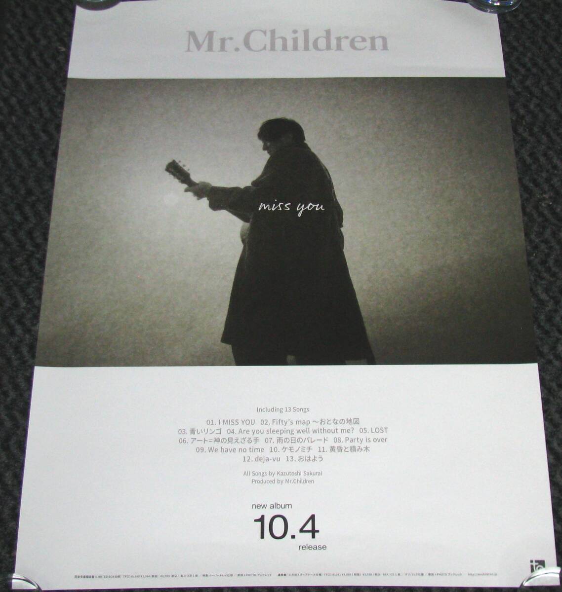 Yahoo!オークション - Mr.Children miss you 告知ポスター ミスチル ...