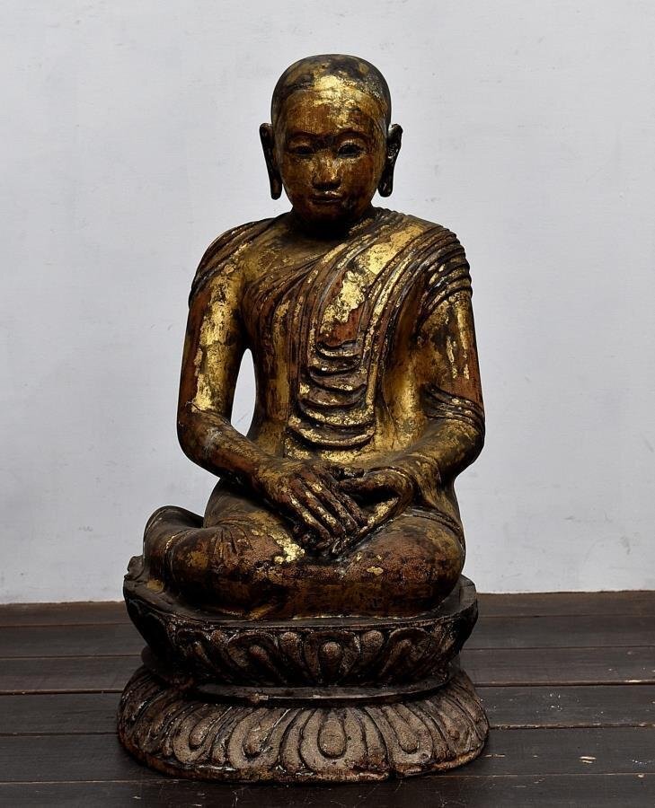 Yahoo!オークション - 【蔵A615】仏教美術 木彫暹羅仏 80cm 特別出品...