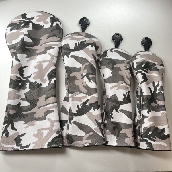 Yahoo!オークション - 【未使用】 ゴルフヘッドカバー4個セット 迷彩ブ...