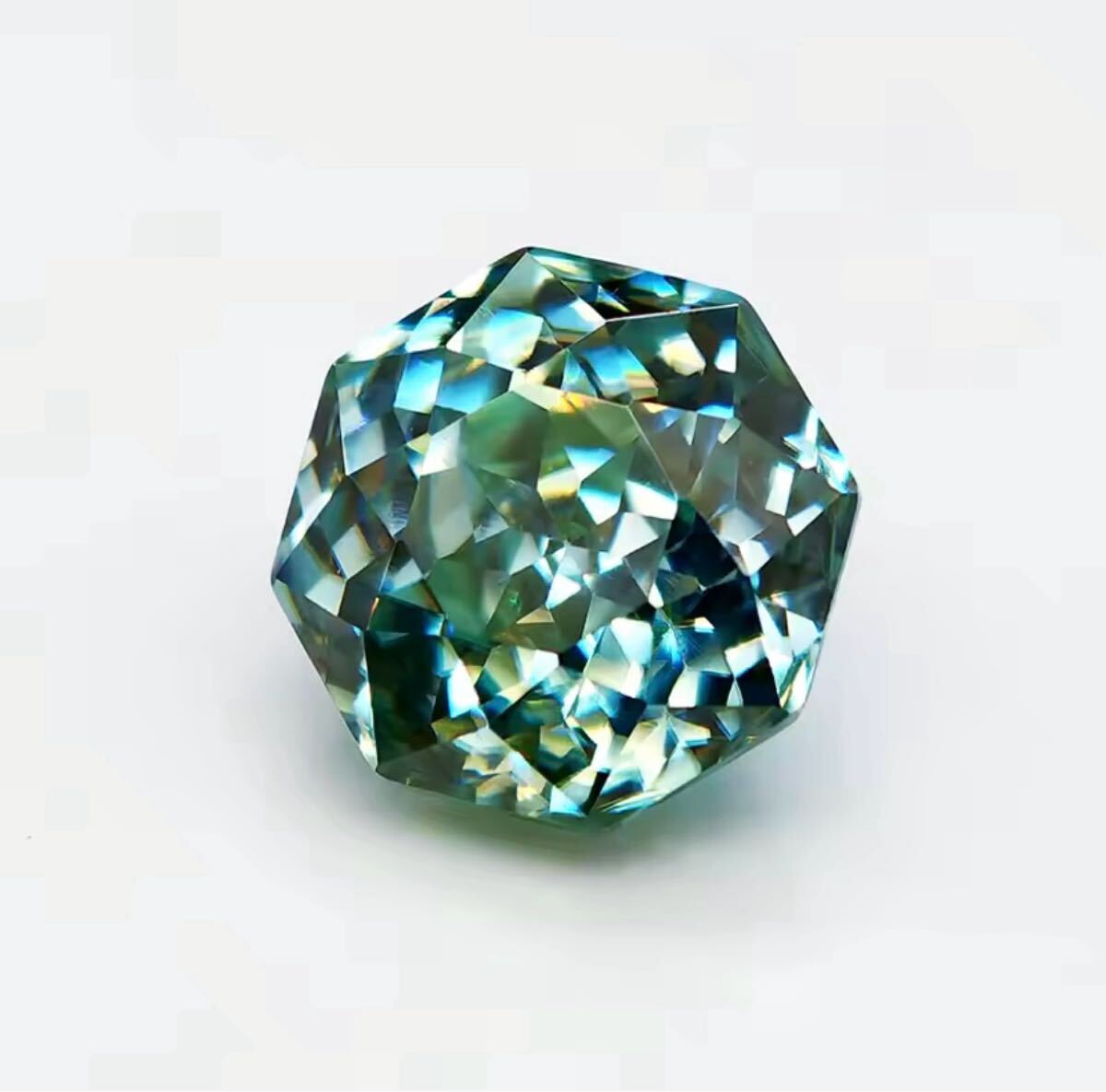 Yahoo!オークション - モアサナイト ブルーグリーン 1CT 6mm ローズカ...