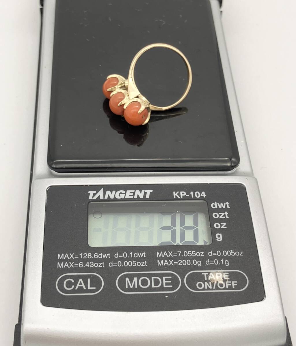 Yahoo!オークション - K18 8号 総重量3.8g 赤石 リング