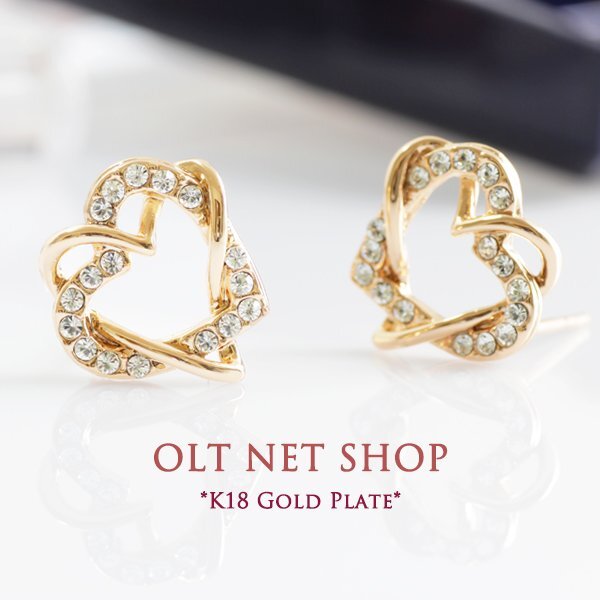 Yahoo!オークション - 新品/ピアス/K18GP/ダブルオープンハート/レディ...