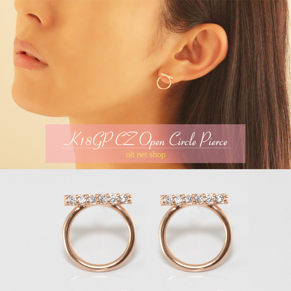 Yahoo!オークション - 新品/ピアス/K18GP/サークル/ライン/バー/小さめ...