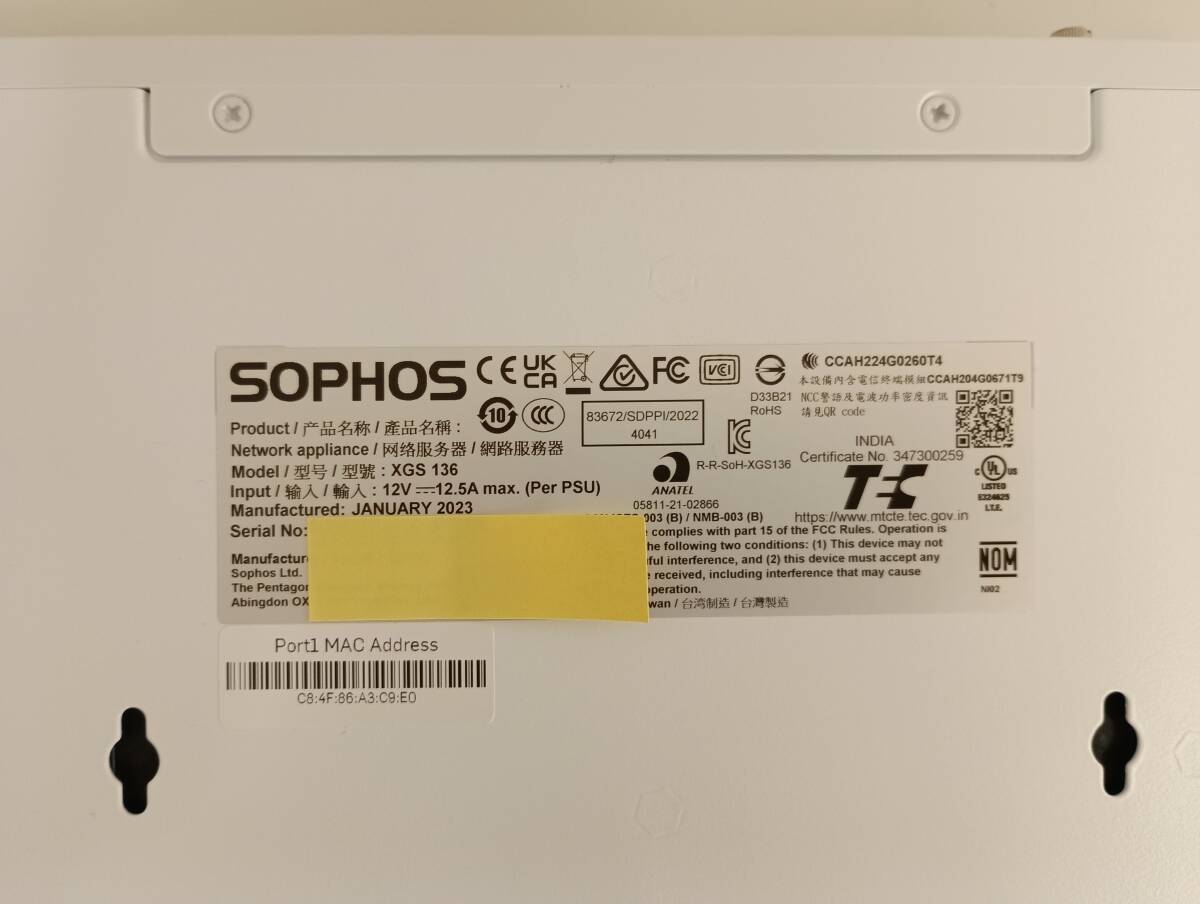 Yahoo!オークション - 【美品】SOPHOS XGS136 ライセンス残3年6か月 使...