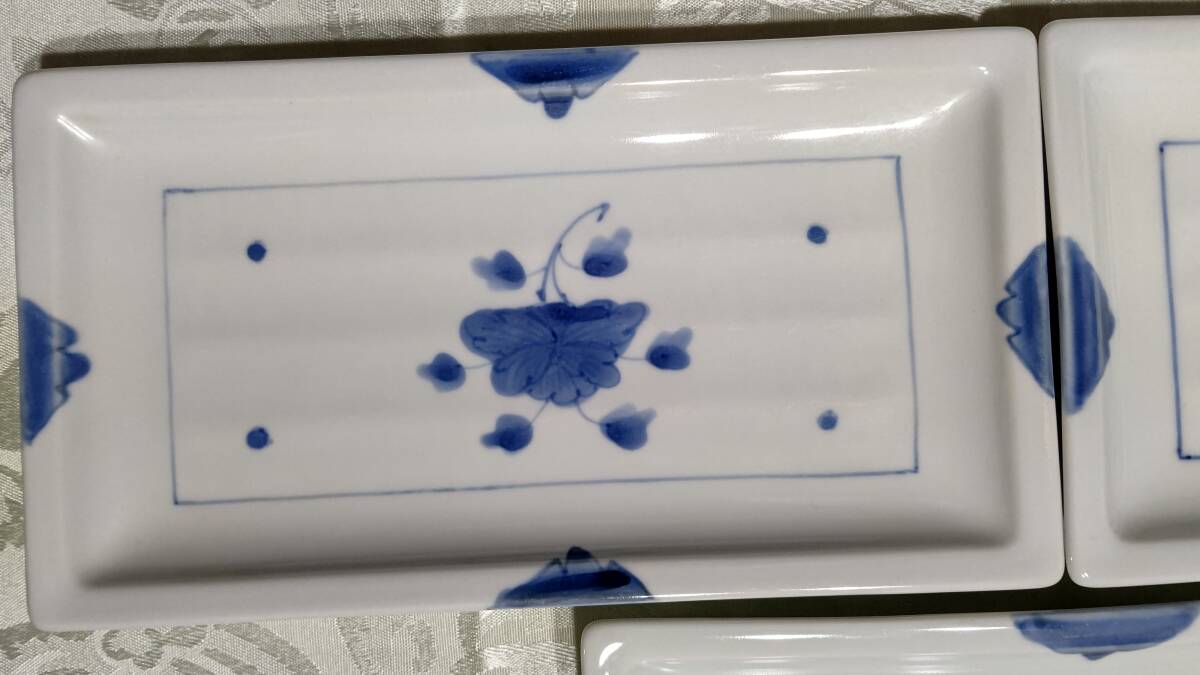 Yahoo!オークション - 812-4 有田焼 福珠窯 染付牡丹 長角焼皿（24×13...