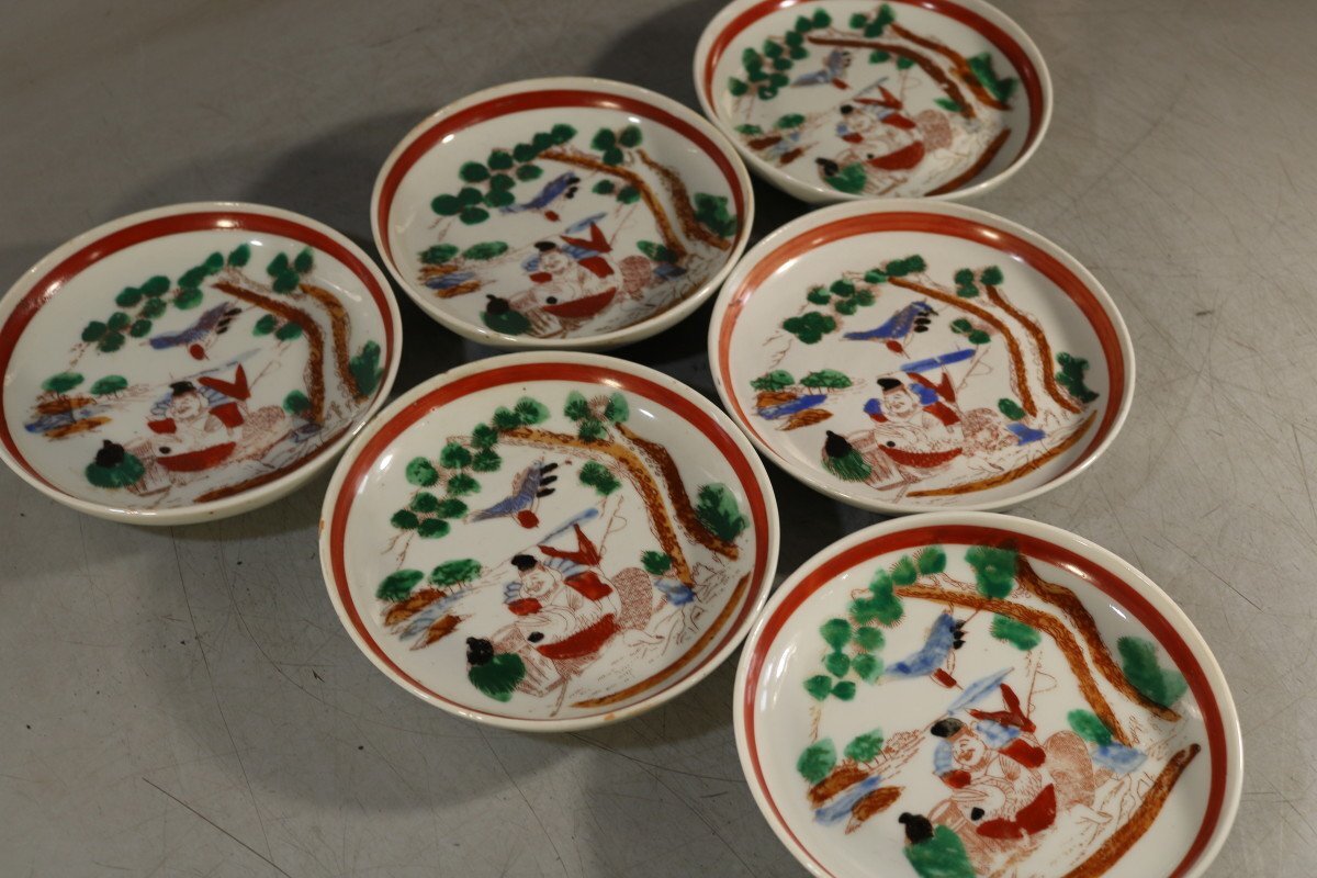 Yahoo!オークション - E107 伊万里印判色絵皿 6枚 恵比寿様 和食器 和...