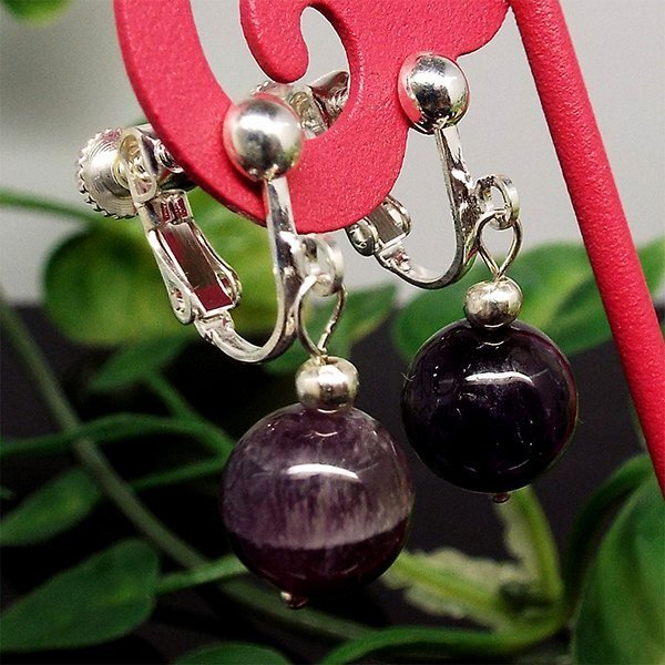 Yahoo!オークション - 天然石 イヤリング ケープアメジスト 約8mm SE1-...