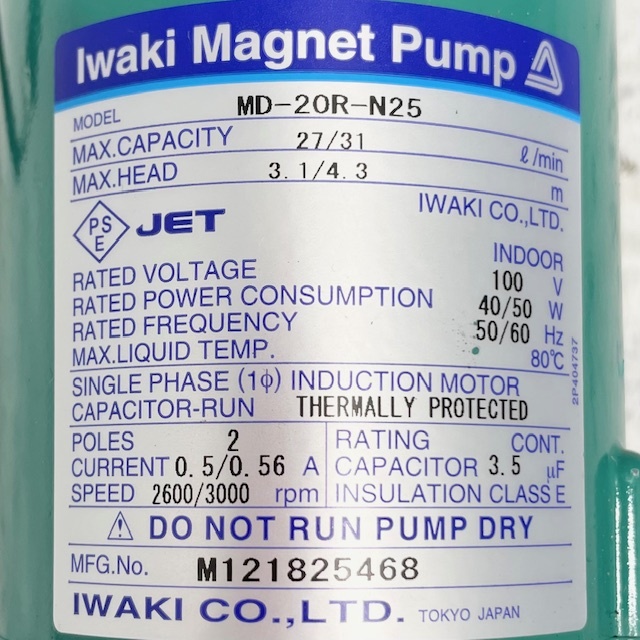 Yahoo!オークション - 6546//IWAKI イワキ MAGNET PUMP マグネットポン...