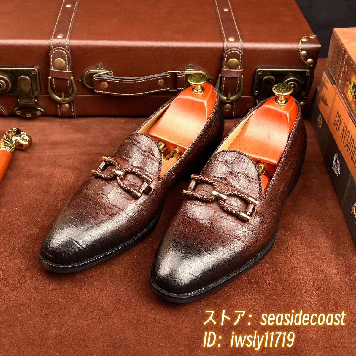 Yahoo!オークション - 最高級 牛革 レザーシューズ 本革 ローファー メ...