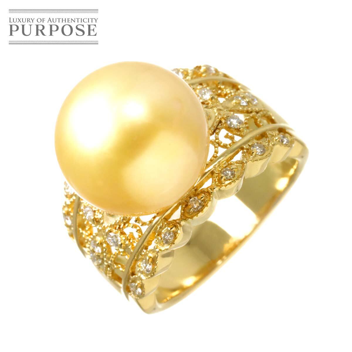 Yahoo!オークション - リング 11.5号 白蝶真珠 12.8mm ダイヤ 0.21ct K...