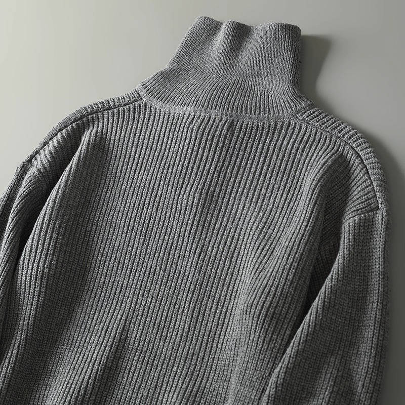 Yahoo!オークション - A521-Lグレー 立ち襟 ニットセーター メンズ ウ...