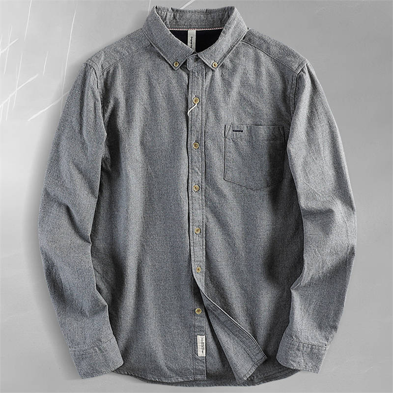 Yahoo!オークション - A121-2XLグレー 綿100％ 起毛 長袖シャツ ボタン...