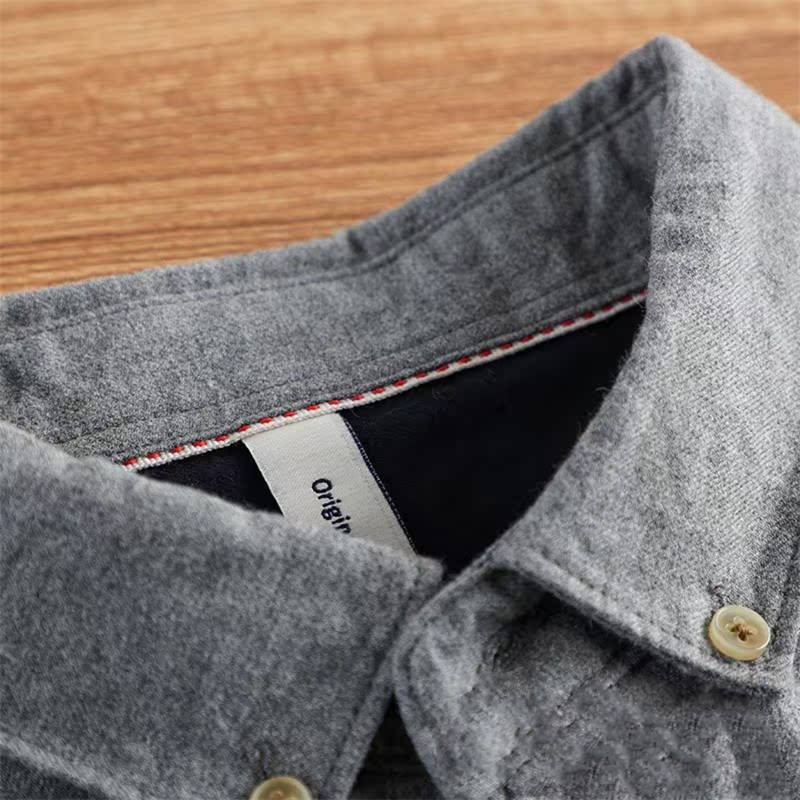 Yahoo!オークション - A121-2XLグレー 綿100％ 起毛 長袖シャツ ボタン...