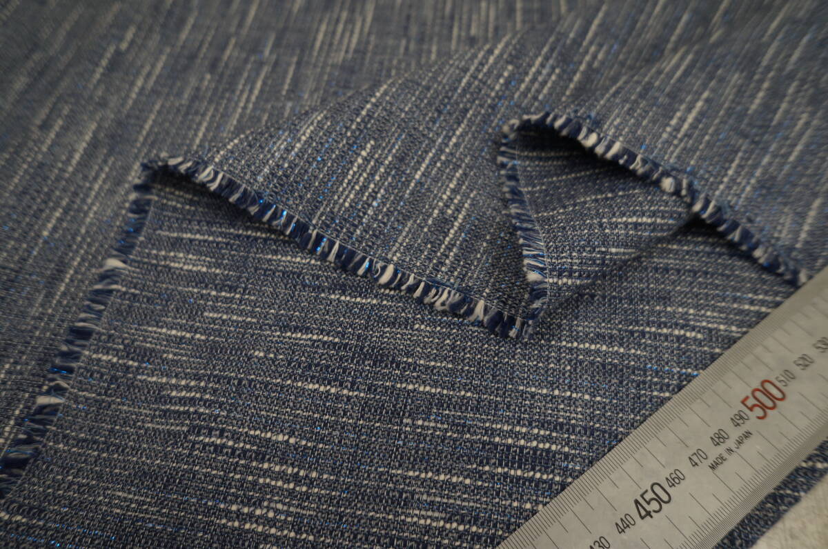 Yahoo!オークション - NO85-3.2 綿混ツイード生地 Lネイビー 3．2m