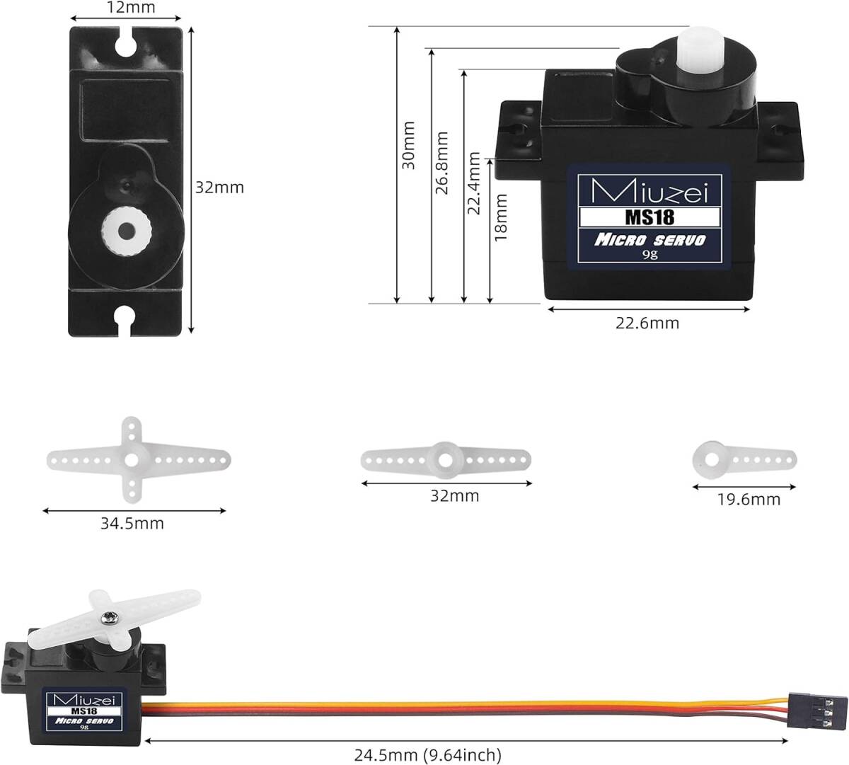Yahoo!オークション - Miuzei サーボモーター マイクロサーボ 9g 180°...