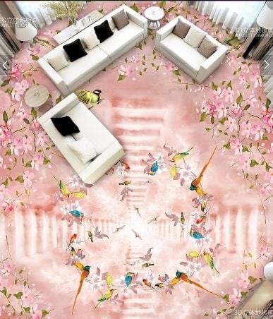 Yahoo!オークション - C466 巨大 3D フロアマット 1.2m 2m フラワー 絨...