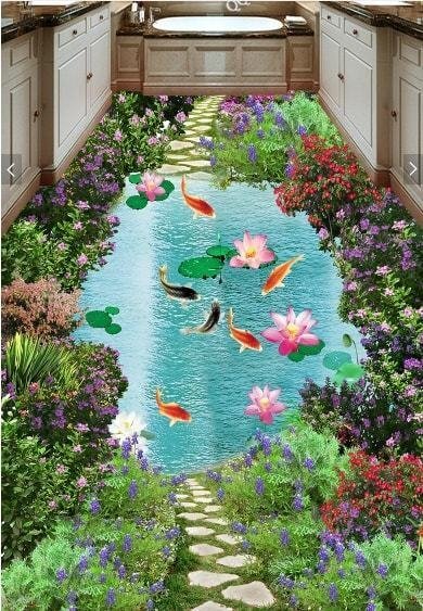 Yahoo!オークション - C437 巨大 3D フロアマット 1m 2m 和モダン 形成...