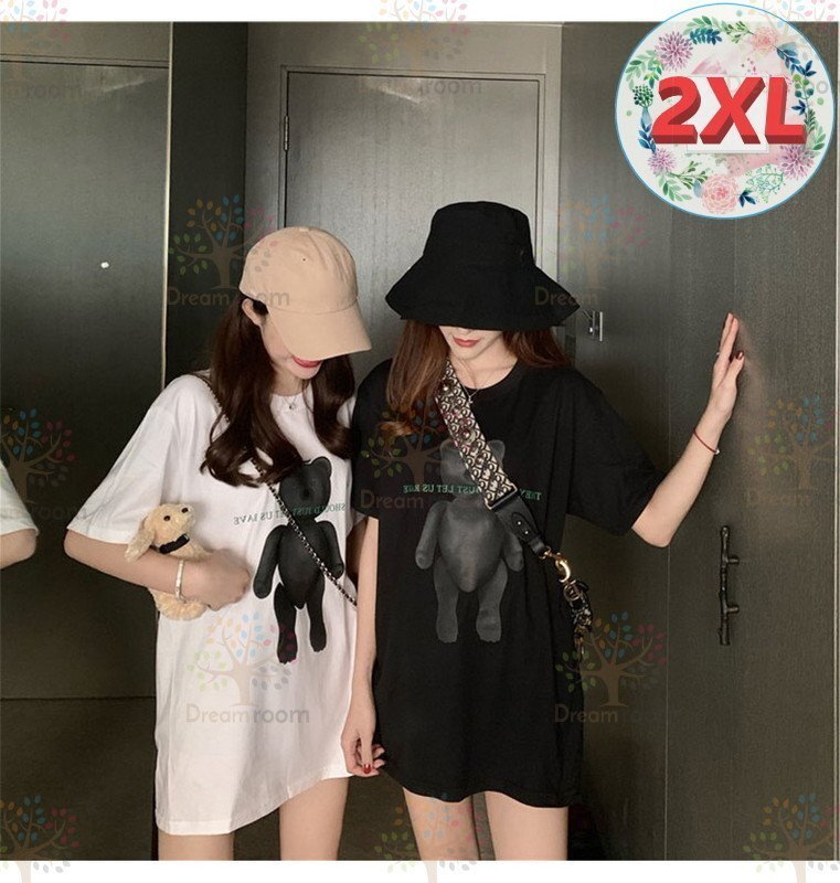 Yahoo!オークション - ミドル丈 ベアーTシャツ 【ブラック 2XL】 くま...