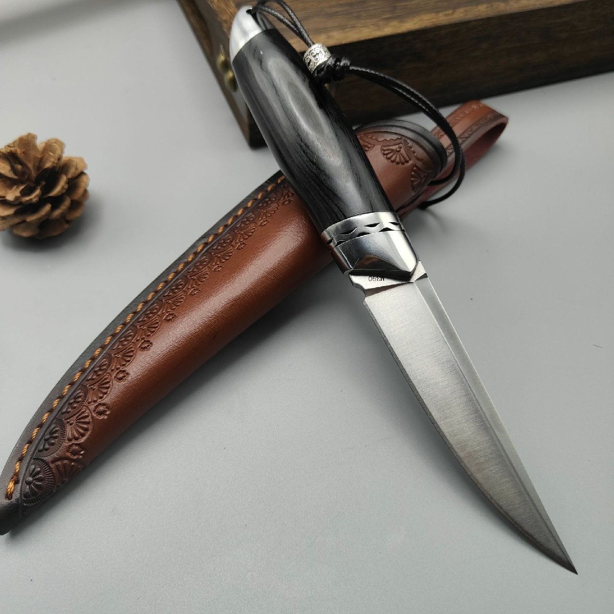 Yahoo!オークション - M390サバイバルナイフ 極厚シルバーブレード薪割...