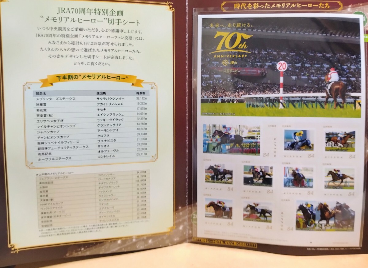 Yahoo!オークション - JRA 70周年メモリアルヒーロー 切手シート 上半...
