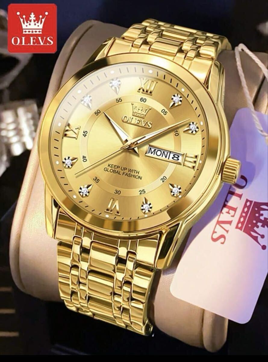 Yahoo!オークション - OLEVS 腕時計 クォーツ 5513 ゴールド