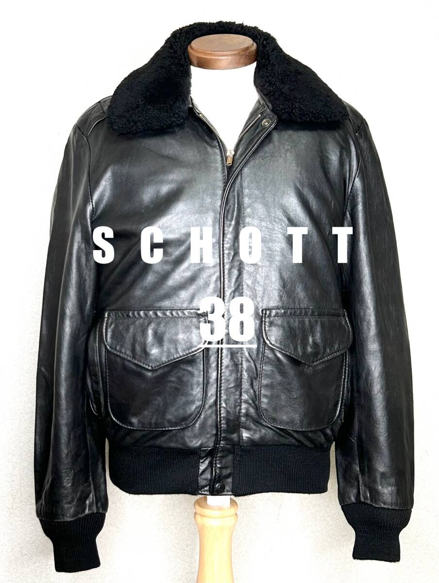 Yahoo!オークション - 美品②schott【38】襟ボア&ライナー付 米国製シ...
