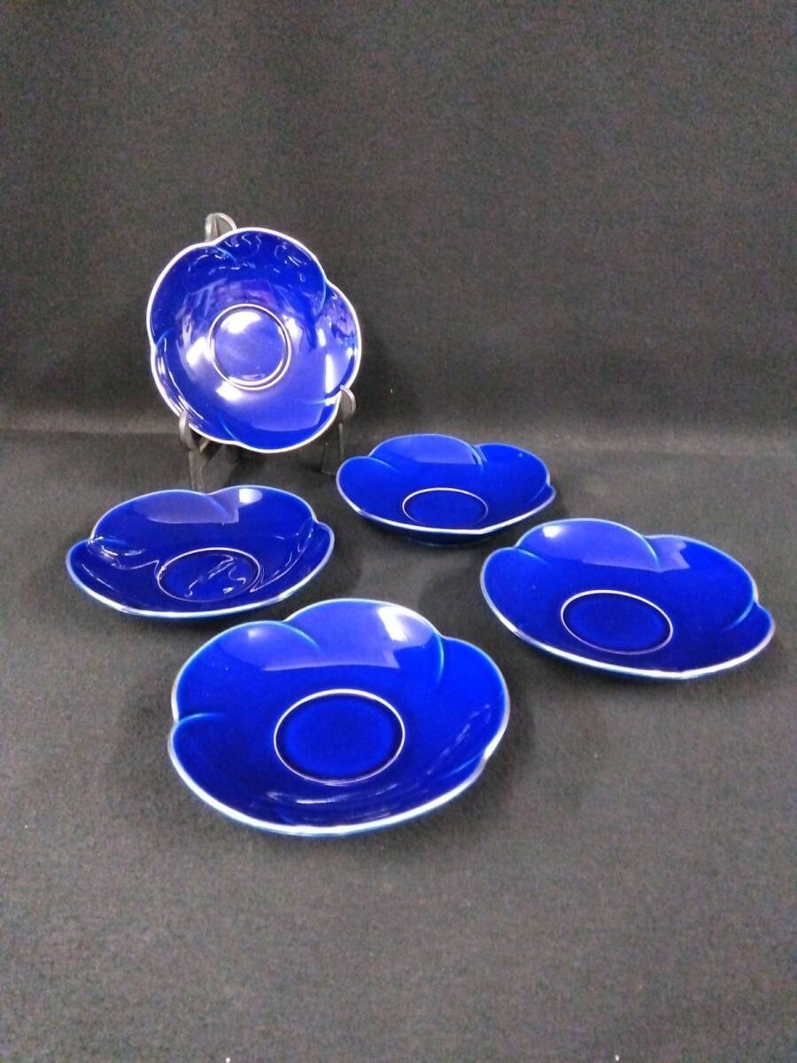 Yahoo!オークション - T780 香蘭社 瑠璃梅型茶托 5枚/80