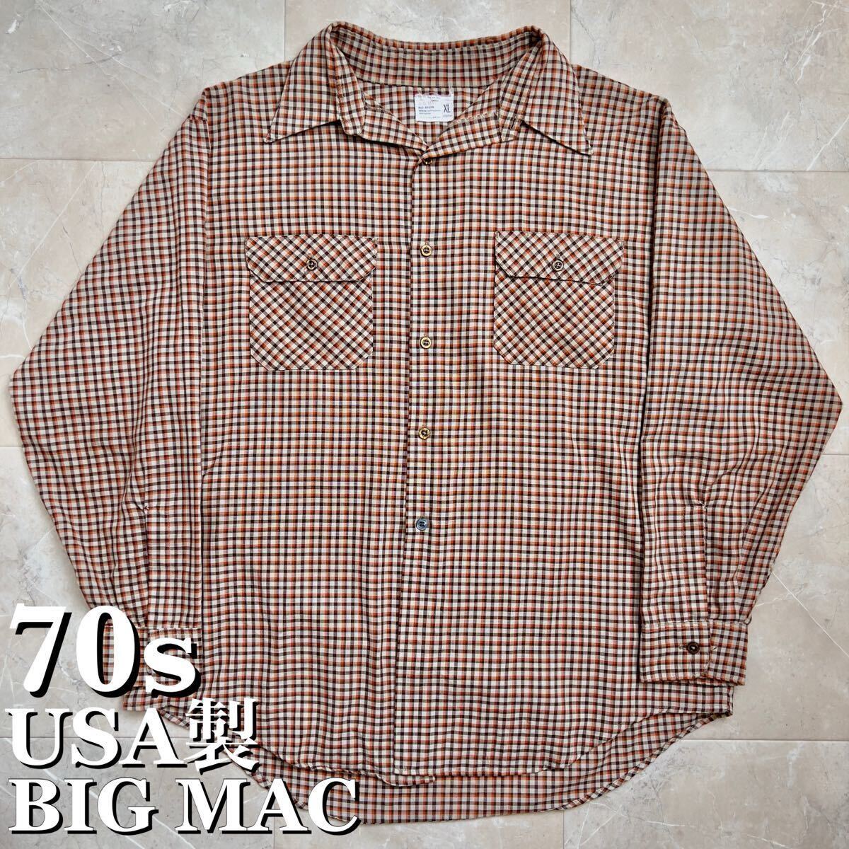 Yahoo!オークション - VINTAGE 70s BIG MAC ギンガム チェック シャツ ...