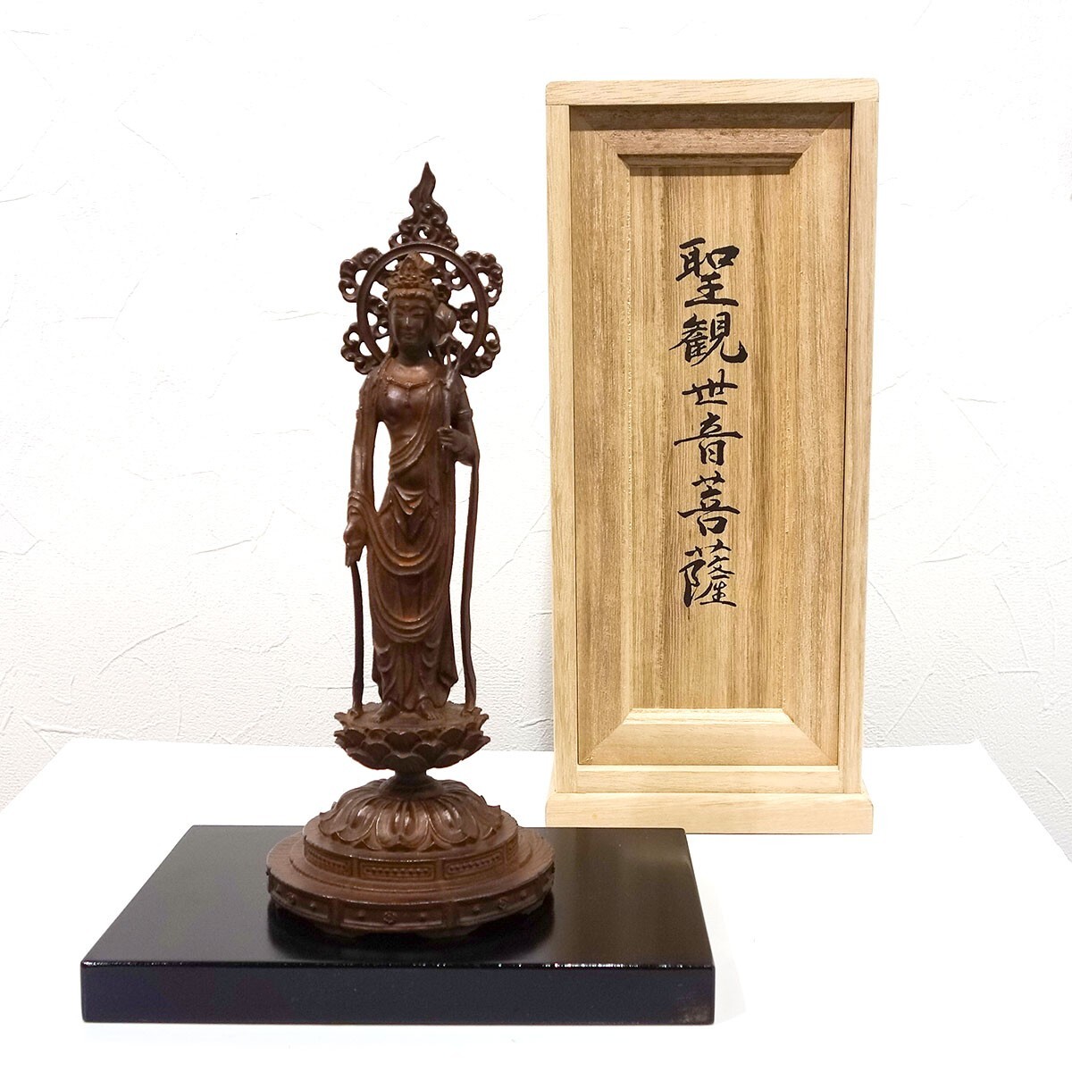 Yahoo!オークション - 仏像 彫刻 高村光雲 「聖観世音菩薩」 新品 ブロ...