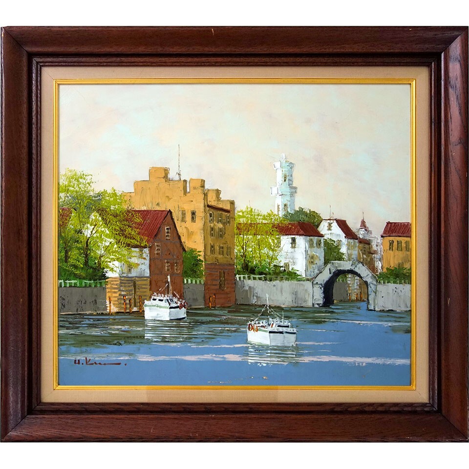 Yahoo!オークション - 油彩画 黒沢久 「ブルージュ」 F10号 額付き 真...