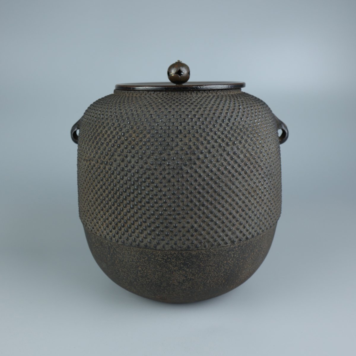 Yahoo!オークション - 【志】K0566 西村道也作 棗形霰釜 茄子双耳 丸形...