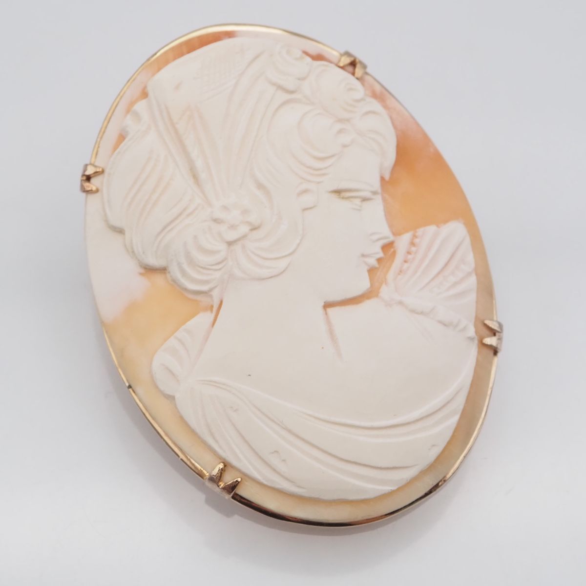 Yahoo!オークション - C480 シェルカメオ ブローチ 女性横顔 ゴールド ...