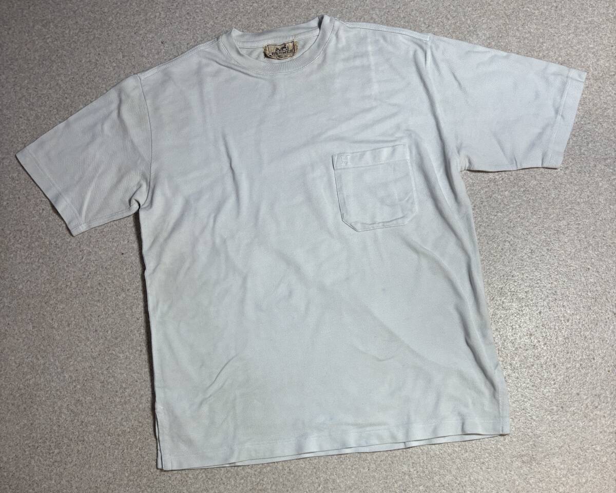 Yahoo!オークション - S283/ HERMES《M》細鹿の子.綿100％ ライトブル...