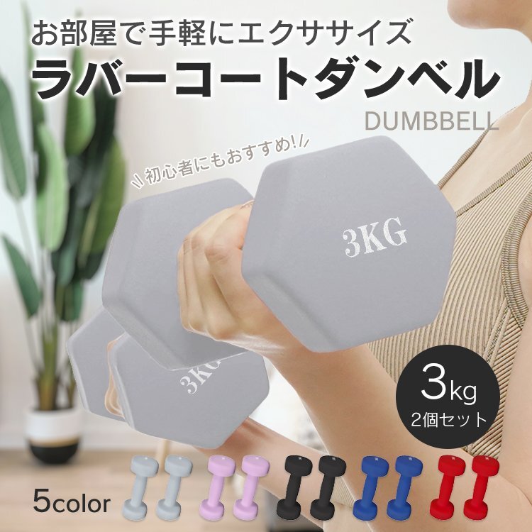 Yahoo!オークション - 1円 ダンベル 3kg 2個セット カラー トレーニン...
