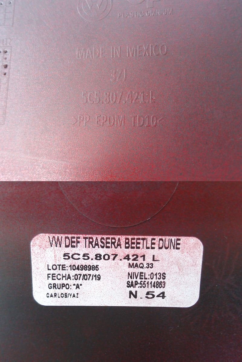 Yahoo!オークション - VW ザ・ビートル 16C系 リアバンパー 赤(LY3D)/5...