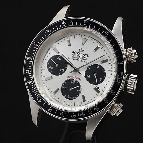 Yahoo!オークション - ロイヤルエース QZ パンダクロノ シルバー文字盤...