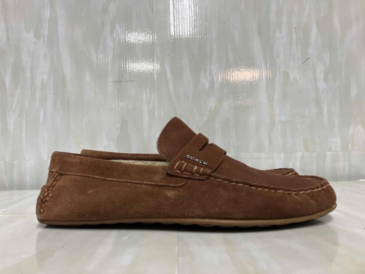 Yahoo!オークション - COACH コーチ ローファー ブラウン スエード FG3...