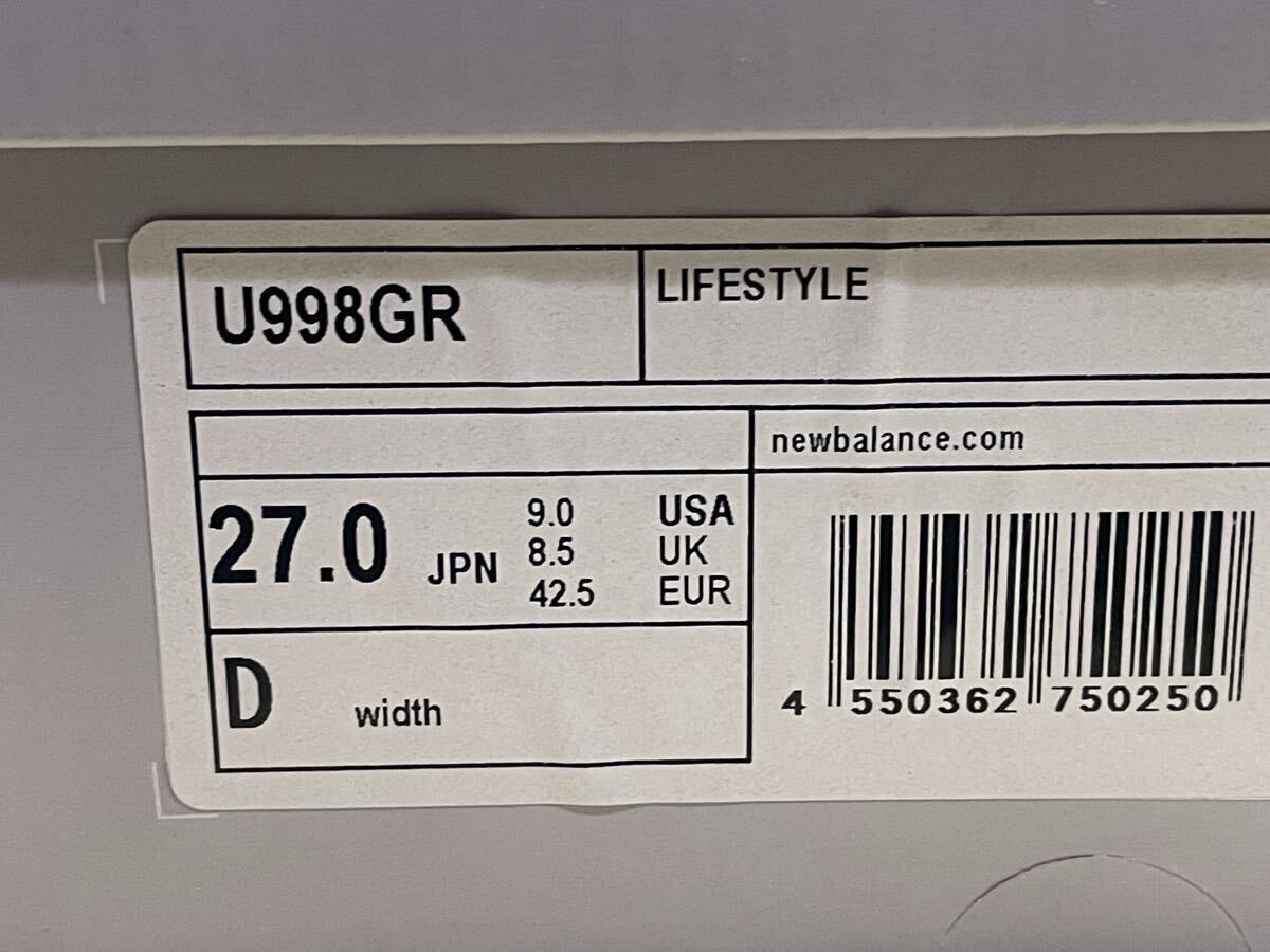 Yahoo!オークション - new balance ニューバランス U998GR グレー USA...