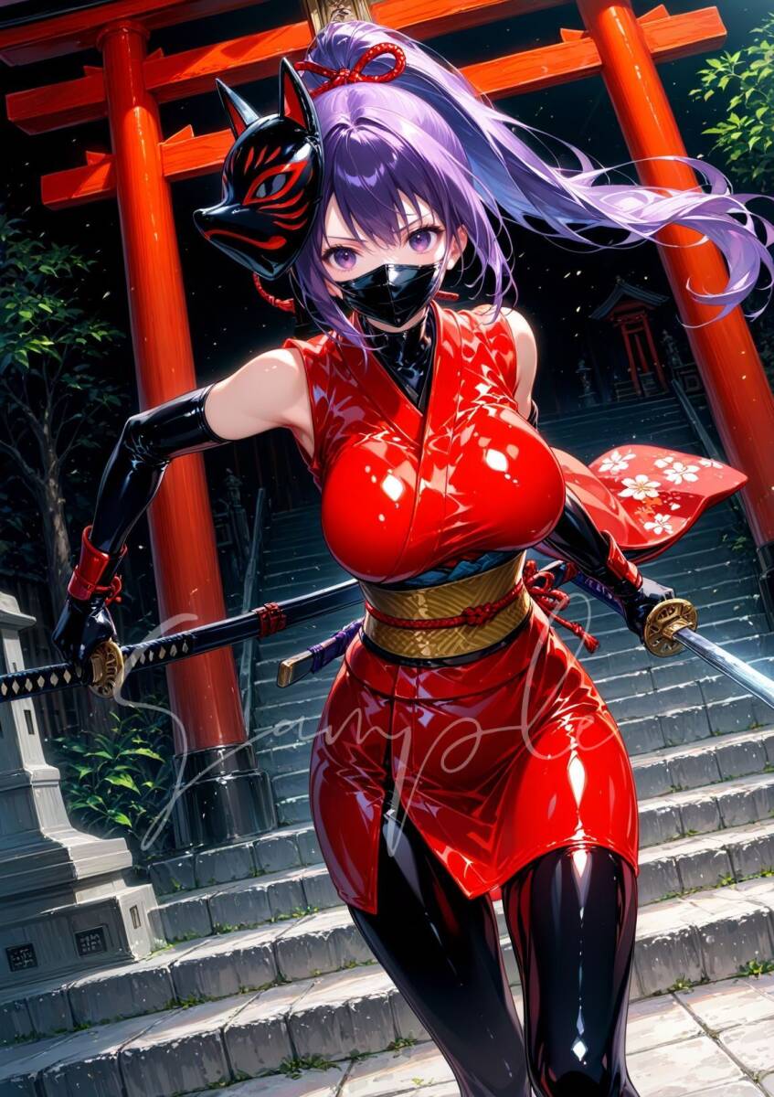 Yahoo!オークション - 忍者 くノ一 ninja 一点物 A4 ポスター オリジナ...