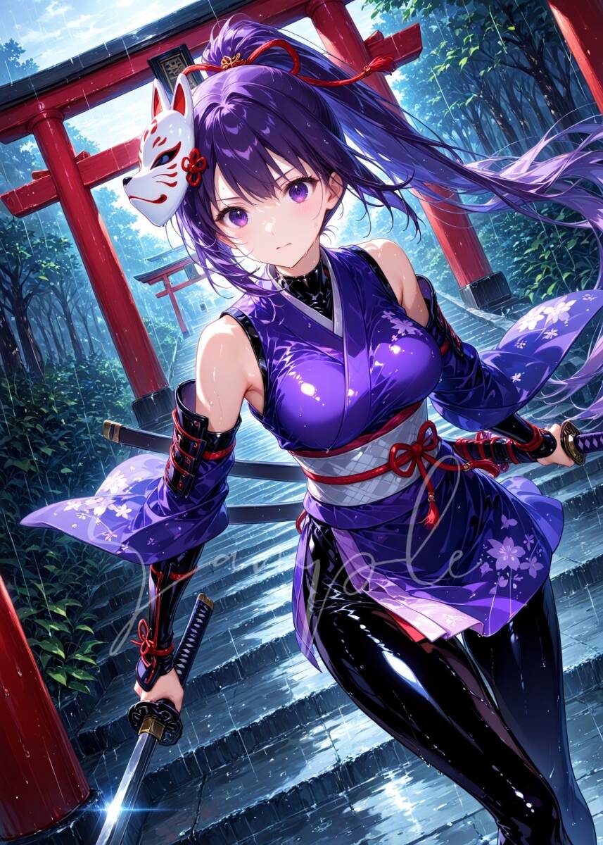 Yahoo!オークション - 忍者 くノ一 ninja 一点物 A4 ポスター オリジナ...